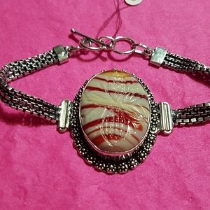 Silver plated | Jewelry | Swirl Agate Glass Bracelet | Poshmark